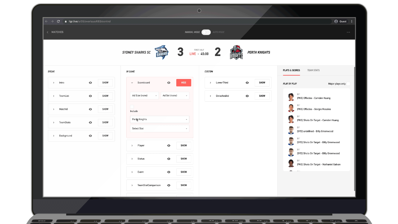 Live Graphics, Statistics and Sponsors for Grassroot Sports Broadcasts ...